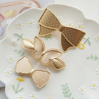 晗颖手工宋锦蓝染刺绣新中式底托发夹发饰包布发卡边夹新款蝴蝶结