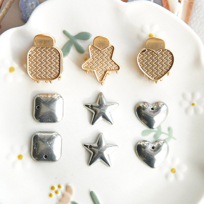 宋锦蓝染刺绣配件新中式底托发夹发饰包布金属发卡迷你小抓夹