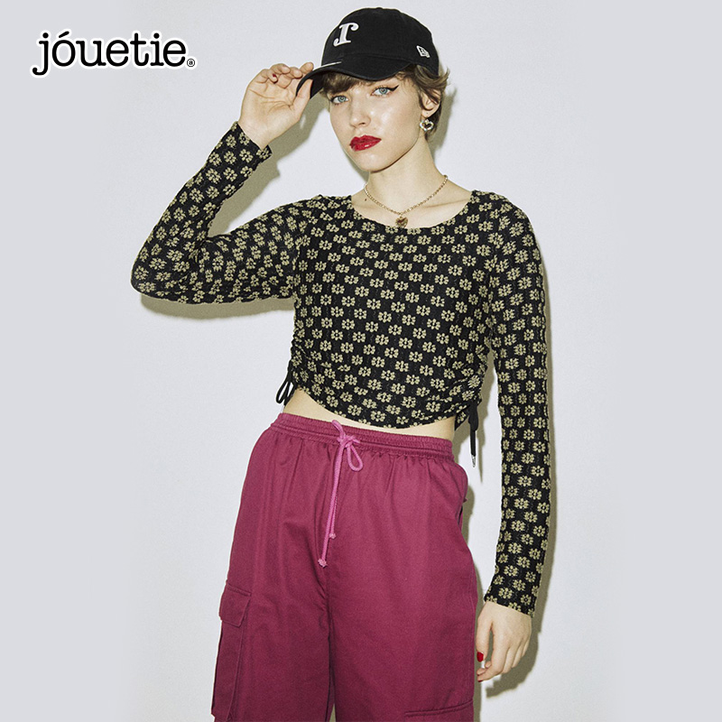 jouetie日系潮牌新款个性短款镂空设计感上衣百搭T恤打底衫女_虎窝淘