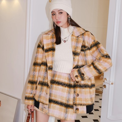 【清货折】 For Love and Lemons秋季华夫格纹复古风半裙大衣套装