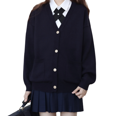 jk制服基础款纯色茶色开衫毛衣