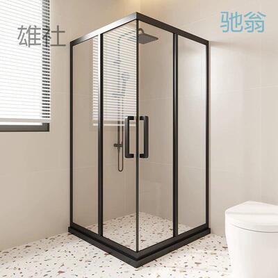 JSM对角移lL型淋浴房干湿分离洗澡卫生间浴屏隔断移门滑动小空间