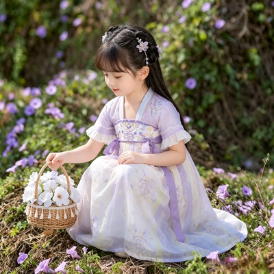 【紫萱】ZC067女童夏季新中式国风仙气高端汉服旗袍裙
