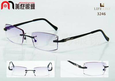 凡客生活眼镜/切边镶钻无框架眼镜.定制眼镜.实体店正品.NO-3246