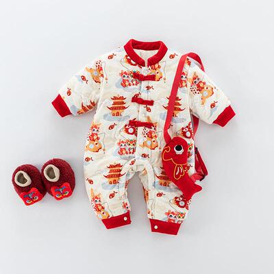 Baby's New Year clothes, winter padded one-piece clothes新年