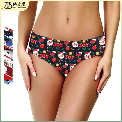 Christmas girl sexy underwear圣诞内裤女性感三角裤卡通短裤