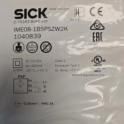 议价西克接近开关IME08-1B5PSZW2K 订货号10408可维修