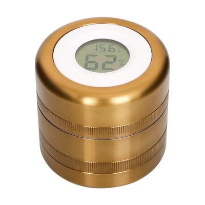 跨境专供新款铝合金磨烟器4层直径63mm金属研磨器温湿度计grinder