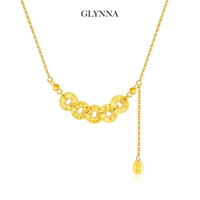 五帝钱S925纯银项链女生国风