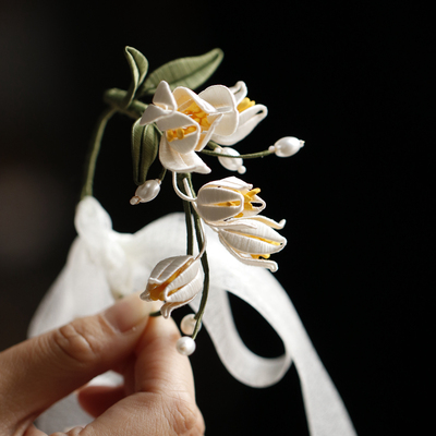 手工缠花森系手腕花超仙花朵桃花