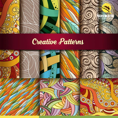 热带花卉创意不规则层次抽象背景填充包装图案AI矢量eps设计素材