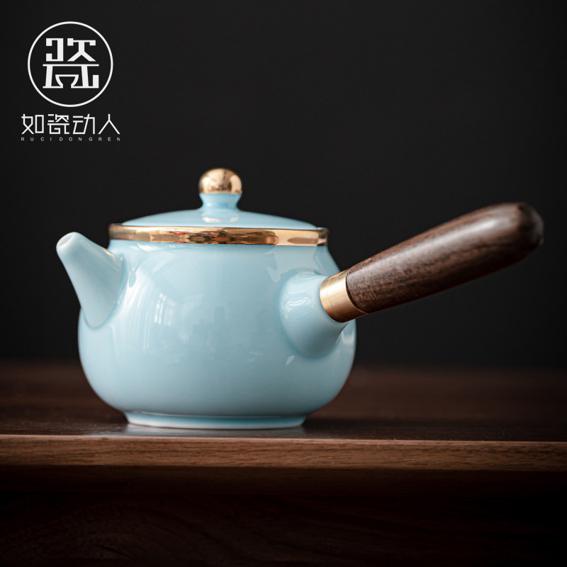 速发2025手绘侧把茶壶陶瓷功夫茶具家用西施壶防烫过滤泡茶壶单壶