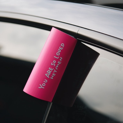 Heymen黑门bless标签粉色车贴