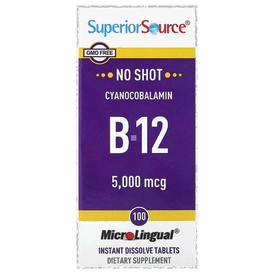 香港直邮Superior Source,B-12（氰钴胺），5,000 微克，100 片 M