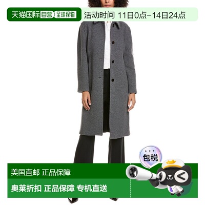 自营Theory Randall Wool-Blend Coat - Grey 外套美国直发奥莱