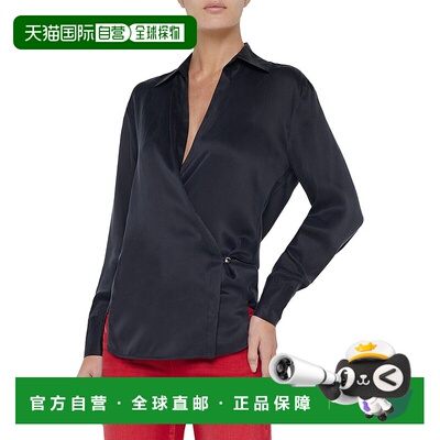 自营 l'agenceL’AGENCE Sora前襟丝绸衬衫-黑色 美国奥莱直发