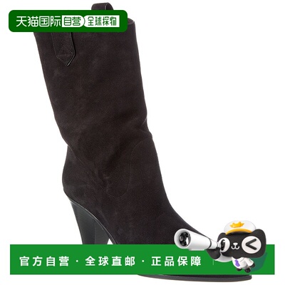 自营 Aquazzura Boogie 麂皮牛仔短靴 - 黑色 美国奥莱直发牛仔靴