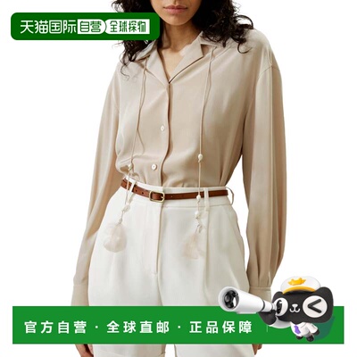 自营lilysilkTie-Detailed Silk Blouse for Women - ivory cream