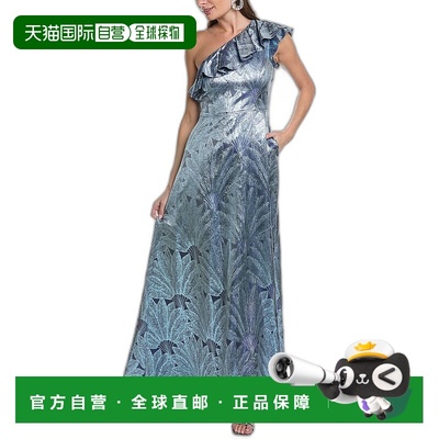 自营 Aidan Mattox 单肩舞会礼服 - 蓝色 美国奥莱直发连衣裙长裙