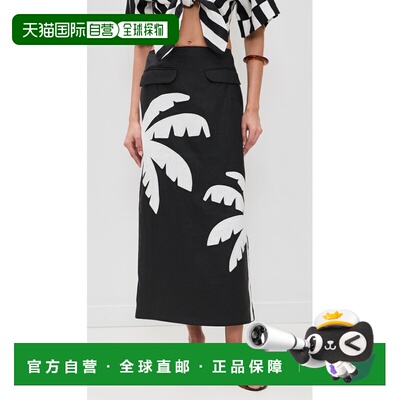 香港直邮FARM RIO 女士 刺绣棕榈树长款半身裙 black黑色 舒适时