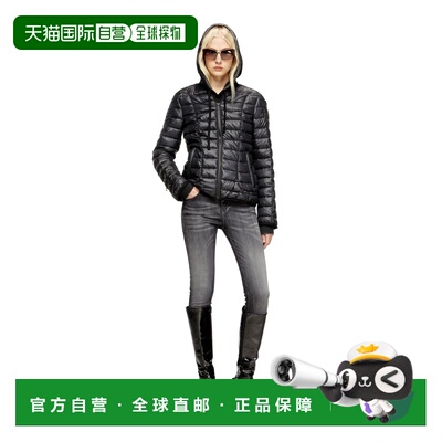 自营欧洲直邮Diesel迪赛 Doudoune女士黑色聚酯纤维机车风棉服