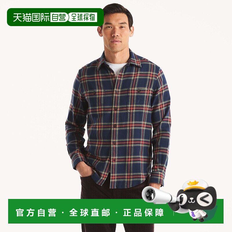 自营Nautica Mens Plaid Shirt - navy seas 美国奥莱直发