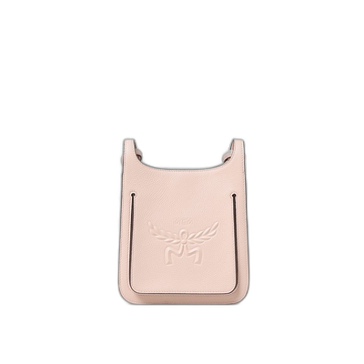 1h可退 香港直邮潮奢 MCM 女士 HIMMEL 压花徽标皮革半月形单肩包