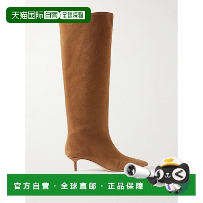 1h可退 Staud 女士 Sebastian 绒面革及膝靴子 F25F1029S高跟
