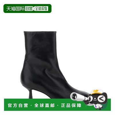 1h可退 香港直邮aeyde 女士 Rounded 黑色鞋头皮质短靴 A11ABKLND