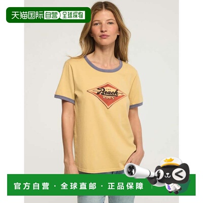自营lucky brandLucky品牌女沙滩男孩会徽Ringer t恤-深黄色 美国