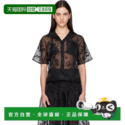 1h可退 香港直邮GANNI 甘尼 女士 黑色 Embellished Organza 衬衫