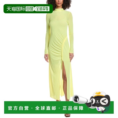 自营LAPOINTE Mesh Fitted Bias Tab Slit Dress - green 美国奥