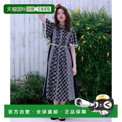 1h可退 日本直邮axes femme 女士格纹拼接衬衫连衣裙 TS351X141
