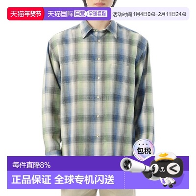 韩国直邮AURALEE 轻羊毛格纹衬衫 蓝绿格纹 (A25AS01LC) 长袖衬衫