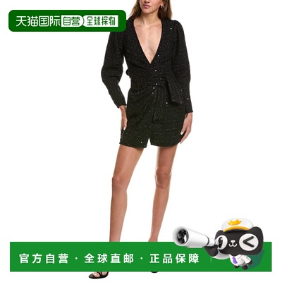 自营Diane von Furstenberg Lana羊毛混纺迷你连衣裙-黑 美国奥
