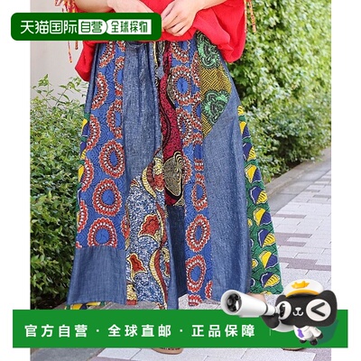 1h可退 日本直邮titicaca 女士非洲风格印花牛仔长裙 11725250092