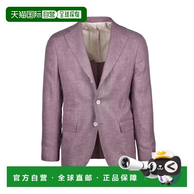 自营eleventy红色亚麻混纺无衬里西装外套-紫色 美国奥莱直发