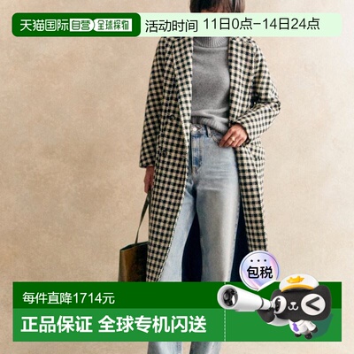 自营欧洲直邮Sezane 女士黑色/米色羊毛/聚酰胺大衣