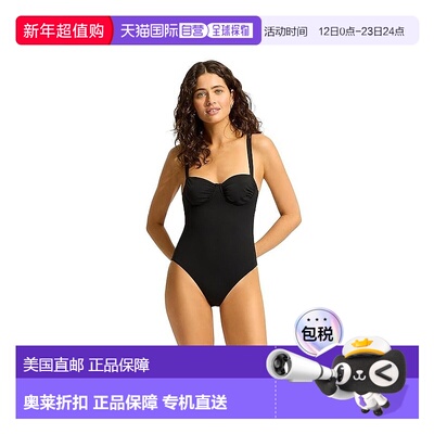 自营Seafolly Eco Collective Swimsuits Womens Black Ruched Un