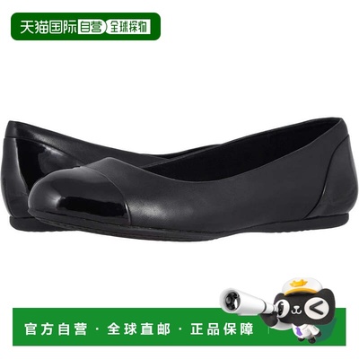 自营Women's Softwalk Sonoma Ballet Flat Black Leather Cap To