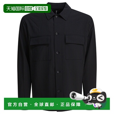 1h可退 香港直邮VINCE 男士 ELASTANE 黑色聚酯羊毛夹克 M1045405