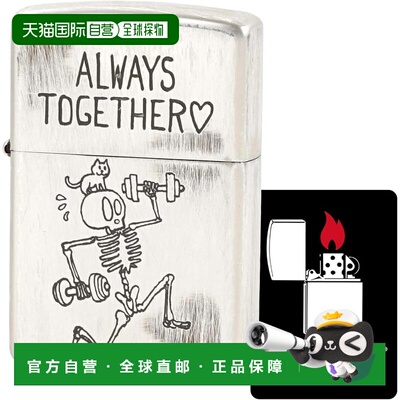 【日本直邮】Zippo 打火机防风黄铜搞笑骷髅图案 银色 2UDS-ALWAY