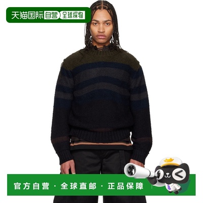 1h可退 香港直邮Sacai 男士 海军蓝 Horizontal Stripe Knit Pull
