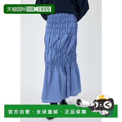 日本直邮PLAID GATHER 半身裙 蓝格纹 BLU5a字裙