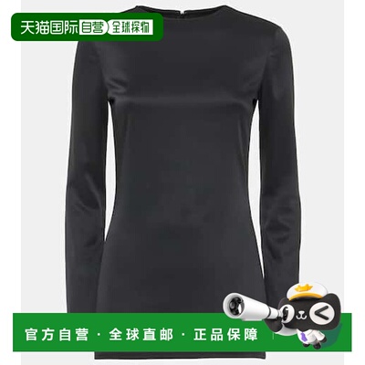 1h可退 香港直邮KHAITE 女士 Vlad 缎面卡迪上衣 003622 black黑