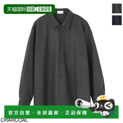 日本直邮LIFiLL 男女通用长袖常规领衬衫外套 lf115 炭灰色羊毛混