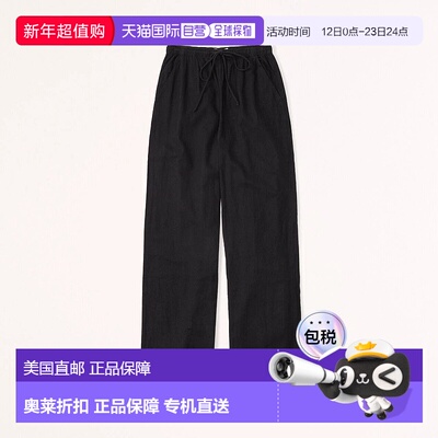 自营Abercrombie & Fitch Pants Women's  Black Wide Leg Drawst