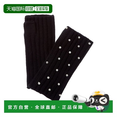 自营sofiacashmere 2X2 Rib Fingerless Cashmere Glove - black