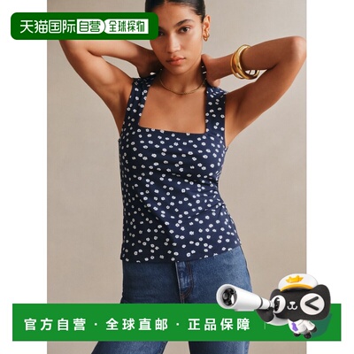 自营欧洲直邮Sezane 女士印花棉质无袖上衣吊带背心