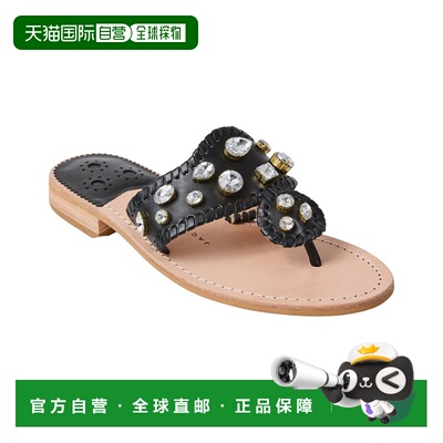自营Jack Rogers Jaks珠宝皮革凉鞋-黑色拖鞋 美国直发奥莱